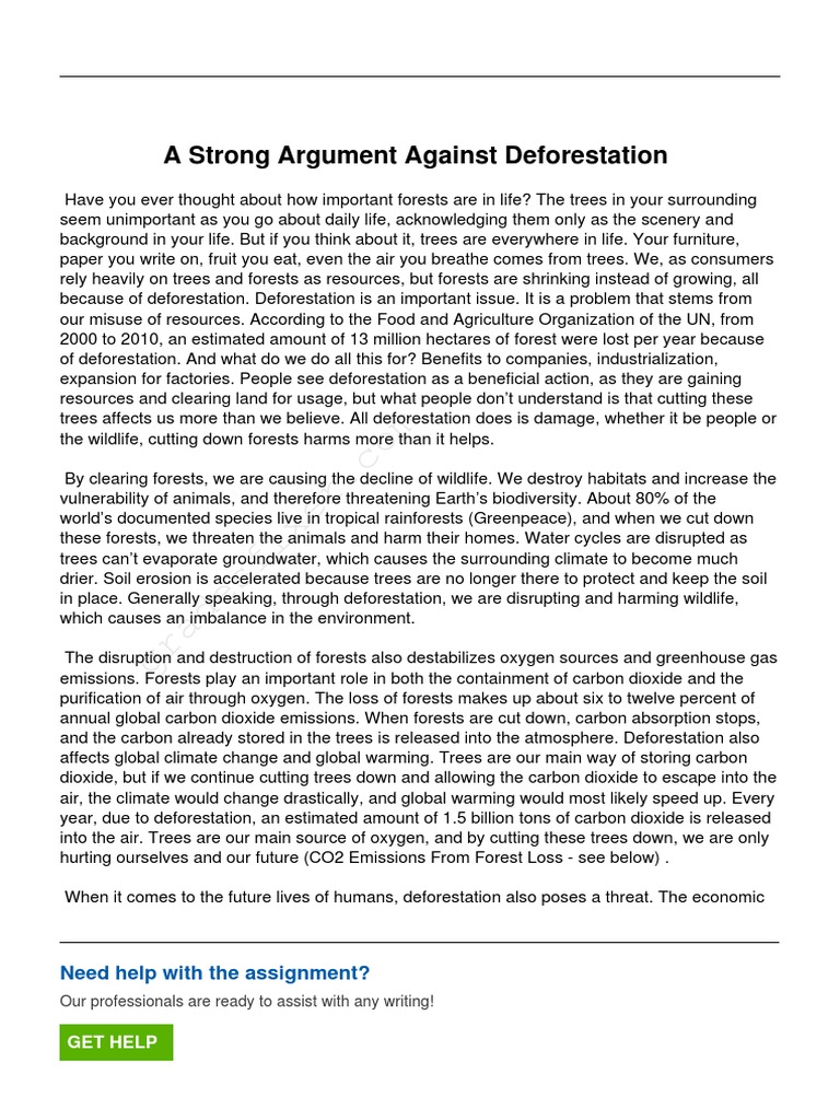 Arguments Against Deforestation | PDF | Deforestation | Forests