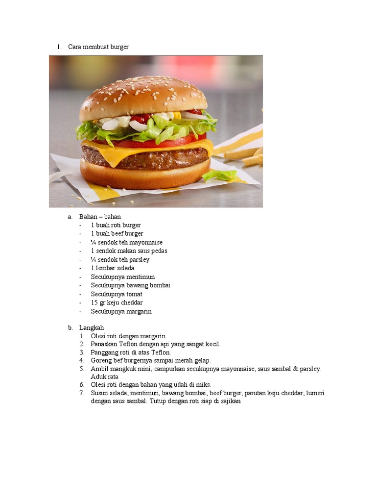 Prosedur Membuat Burger Sederhana | PDF