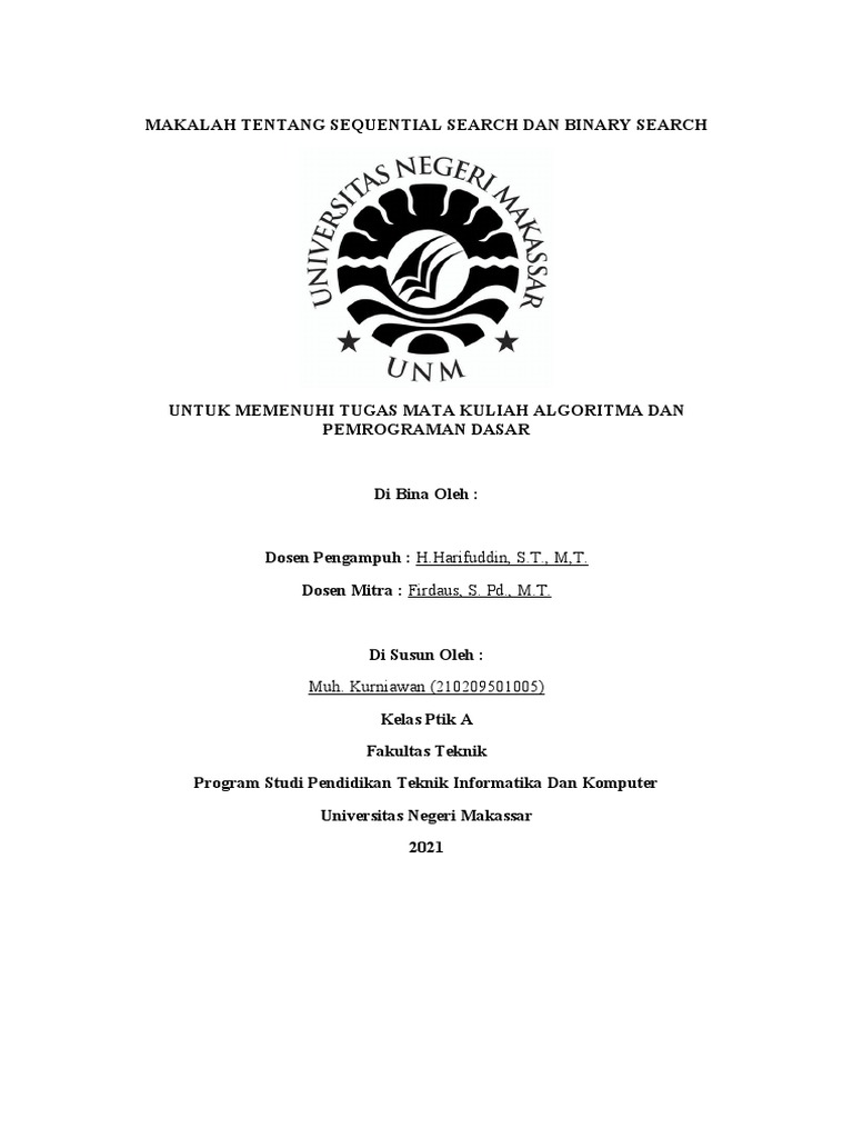 Makalah Algoritma (Sequential Search Dan Binary Search) | PDF | Komputer