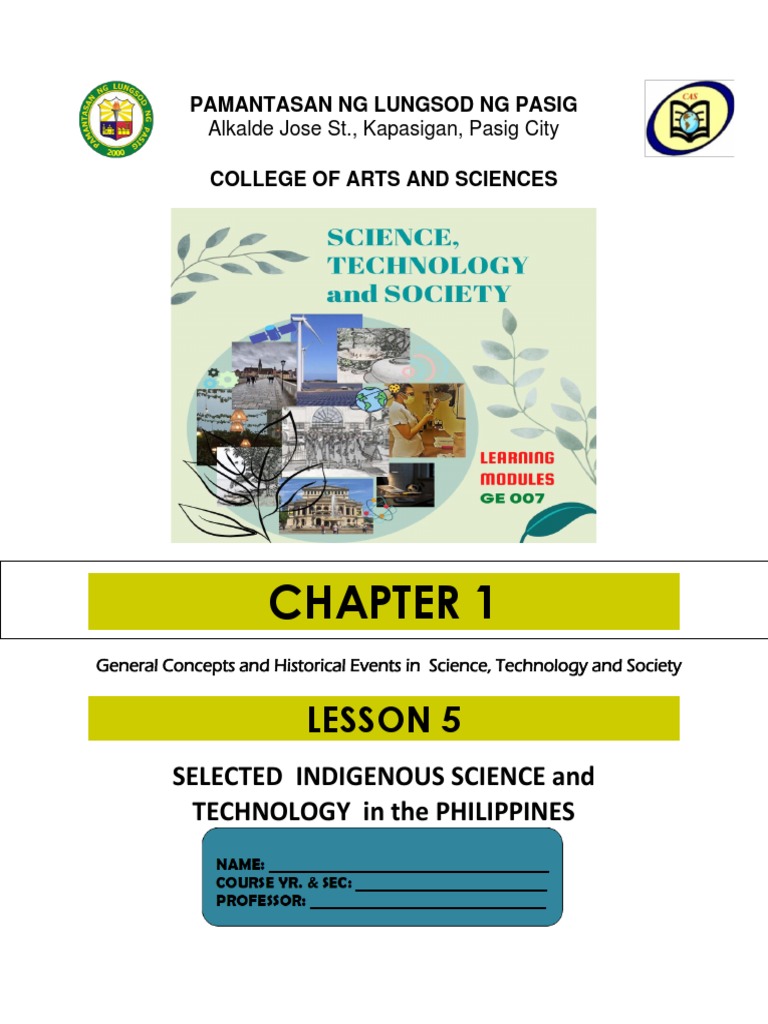 Lesson 5: Selected Indigenous Science and Technology in The Philippines ...