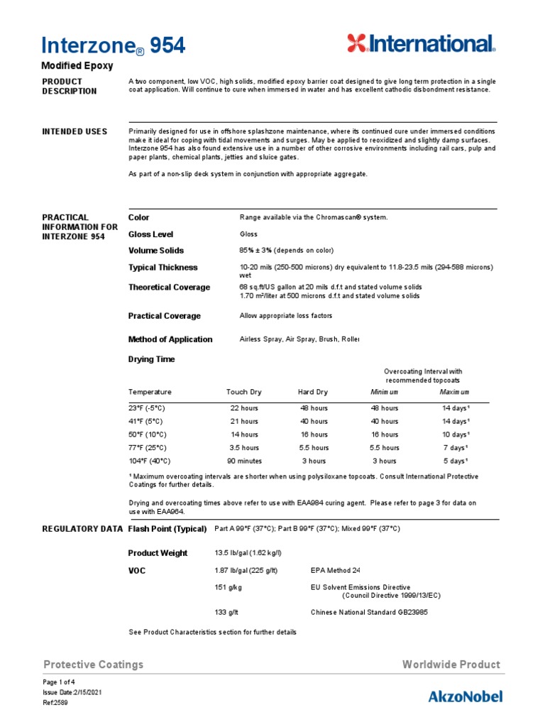 Interzone 954: Modified Epoxy | PDF | Paint | Epoxy