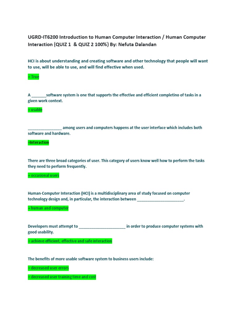 UGRD-IT6200 Introduction To Human Computer Interaction / Human Computer ...