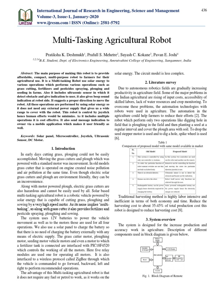 Multi-Tasking Agricultural Robot | PDF | Electric Motor | Agriculture