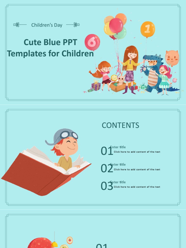 Cute Blue PPT Templates For Children | PDF | Career & Growth | Language ...