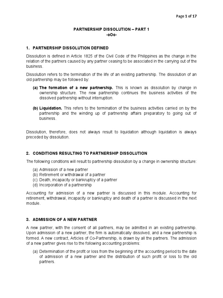 Partnership Dissolution - PART 1 | PDF | Partnership | Interest