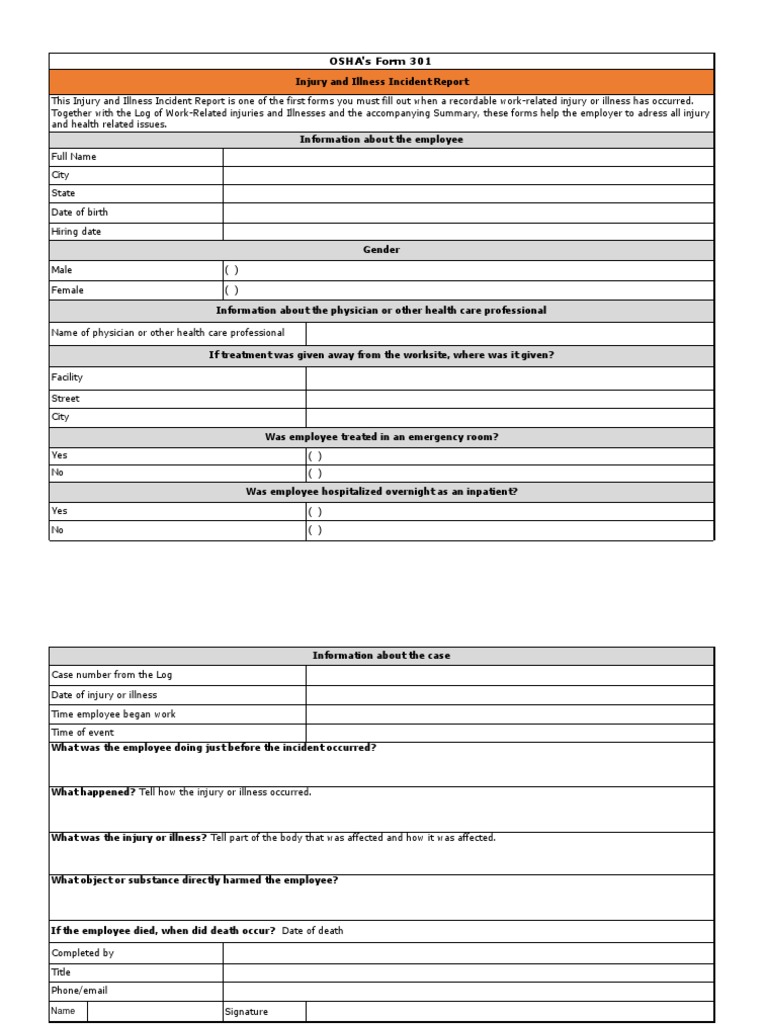 OSHA's Form 301 | PDF