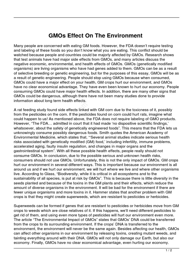 Gmos Effect On The Environment | Download Free PDF | Genetically ...