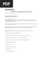 SAP Movement Types Overview and Uses | PDF | Inventory | Goods