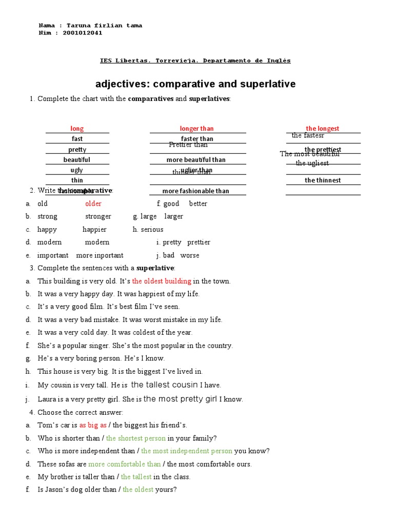 Comparative and Superlative Adjectives: An Analysis of a Spanish ...