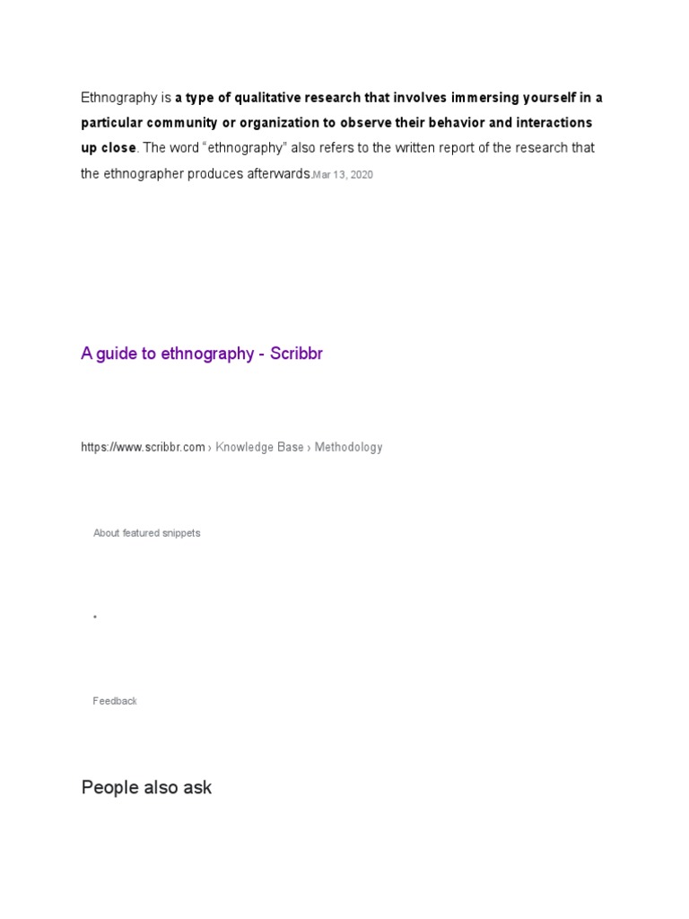 Understanding Ethnography in Research | PDF | Ethnography | Anthropology