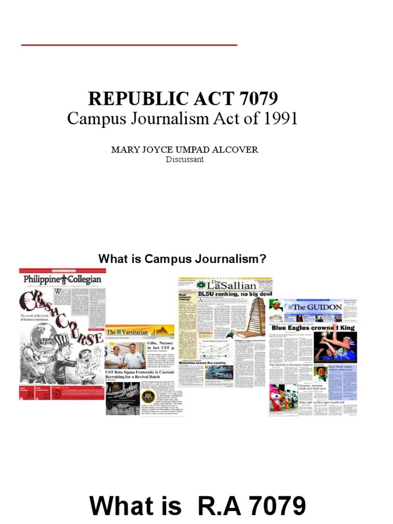 R.A. 7079 Campus Journalism Act of 1991 Explained | PDF | Journalism ...