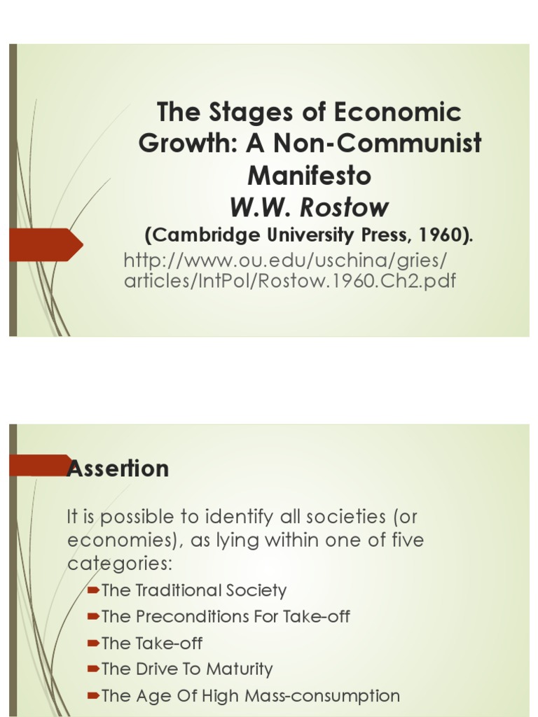 Rev PRE - WW Rostow - The Stages of Growth - 160812 | PDF | Economic ...