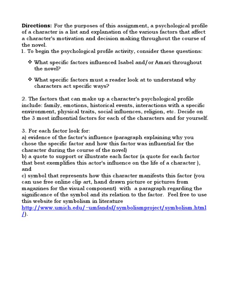 Character Psychological Profile Guide | PDF | To Kill A Mockingbird ...