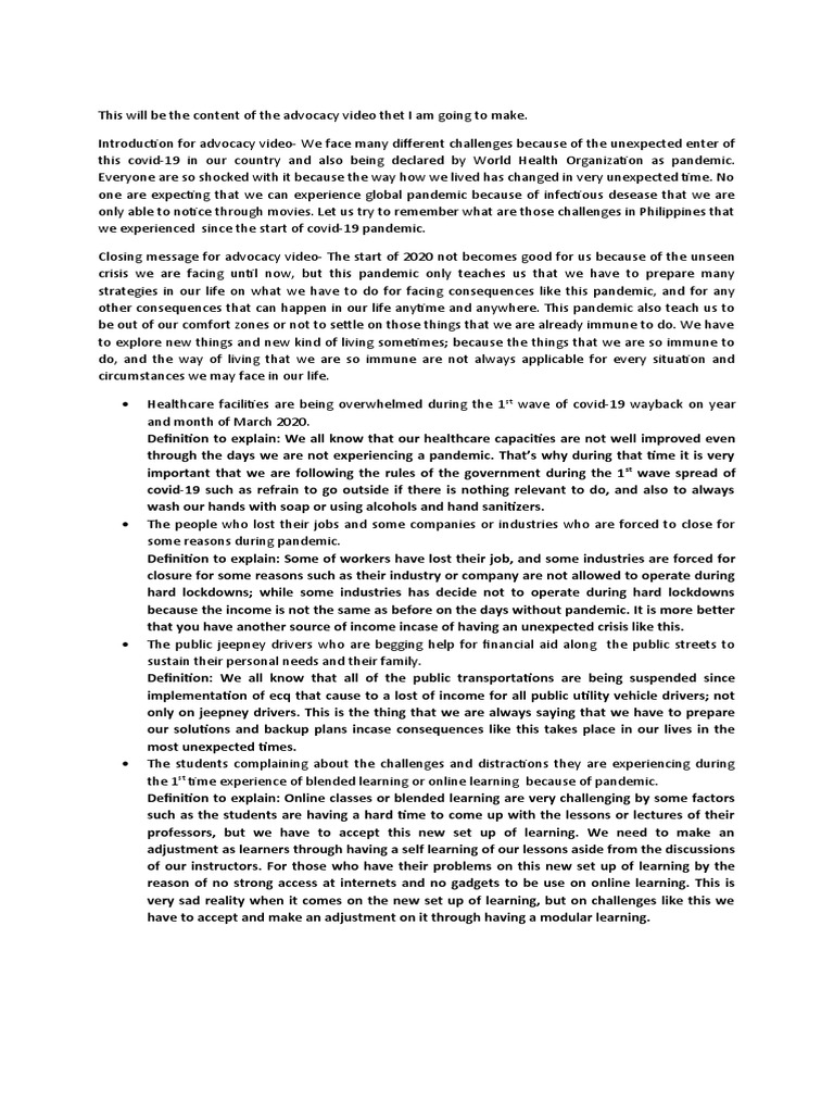 Advocacy Video Script | PDF | Educational Technology | Learning