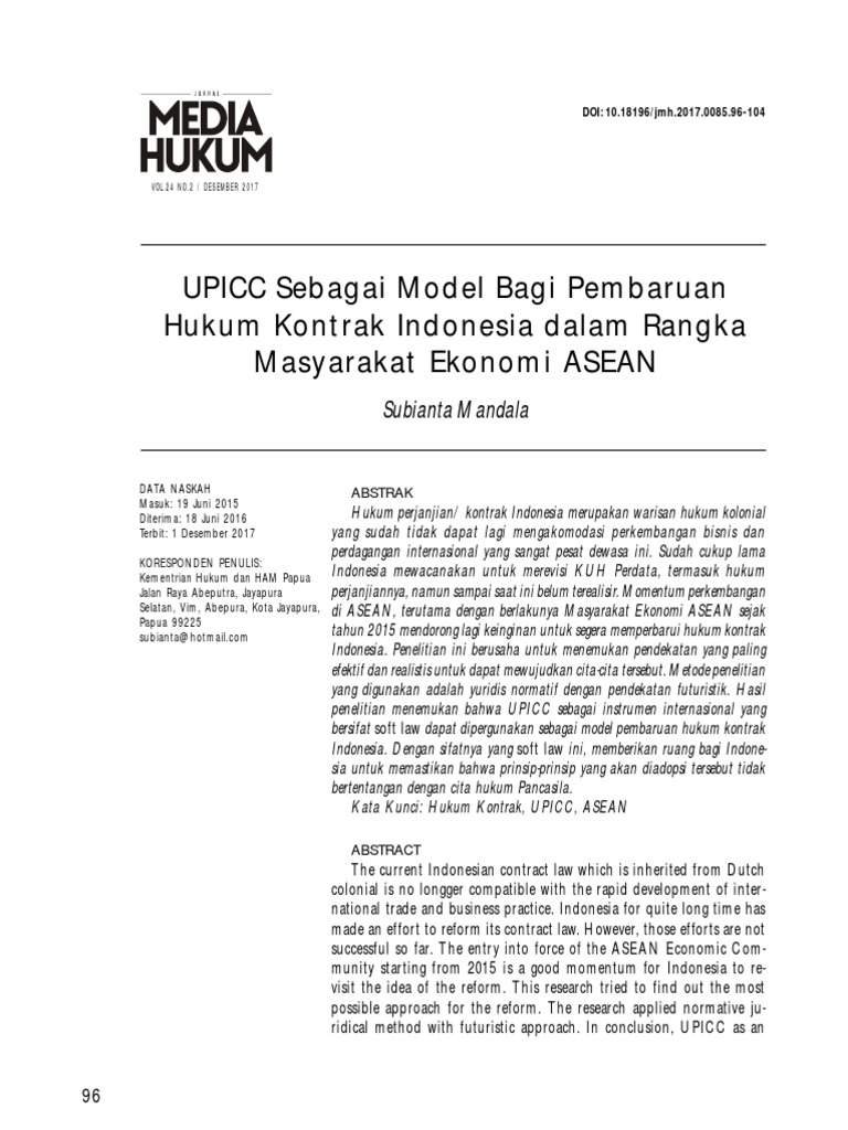 UPICC Sebagai Model Hukum Kontrak | PDF