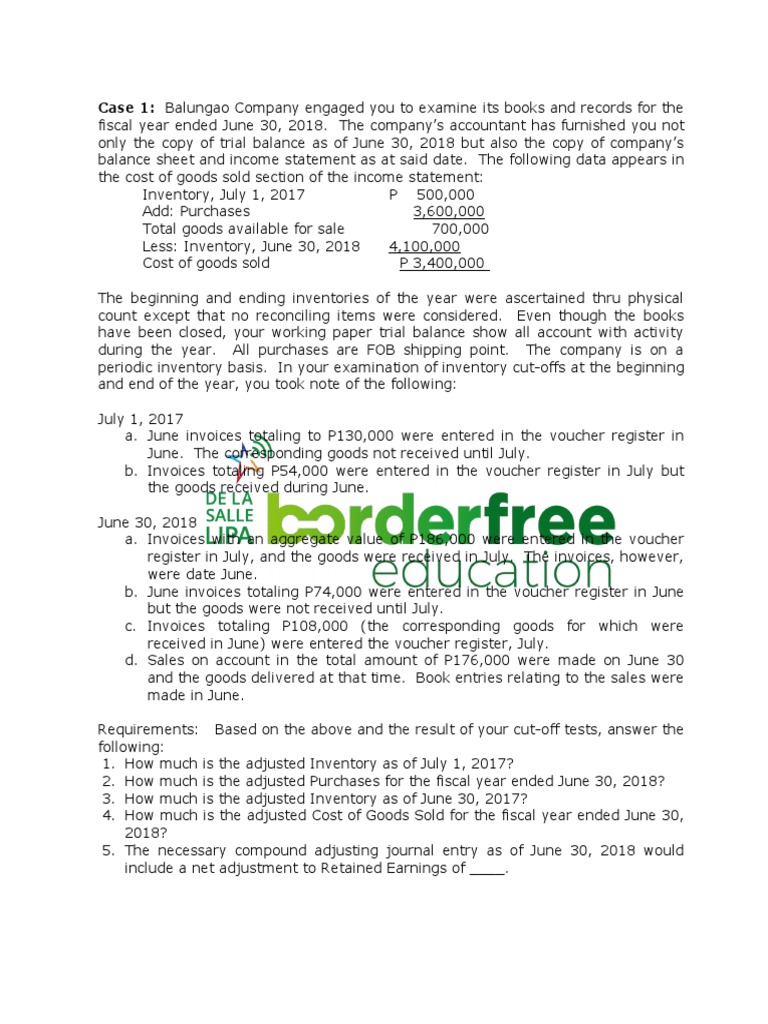 Production Cycle Cases | PDF | Inventory | Cost Of Goods Sold