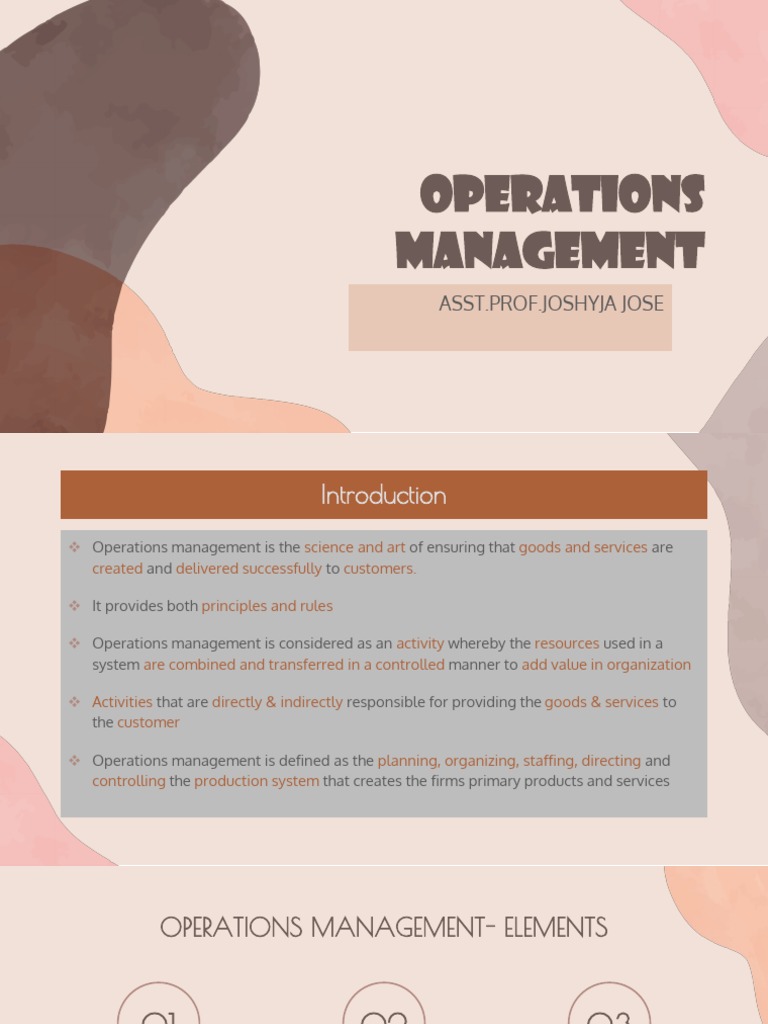 Optimizing Operations: An Overview of the Key Elements, Objectives, and ...