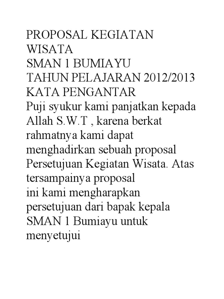 Proposal Kegiatan Wisata Ke Bali - RSPC | PDF