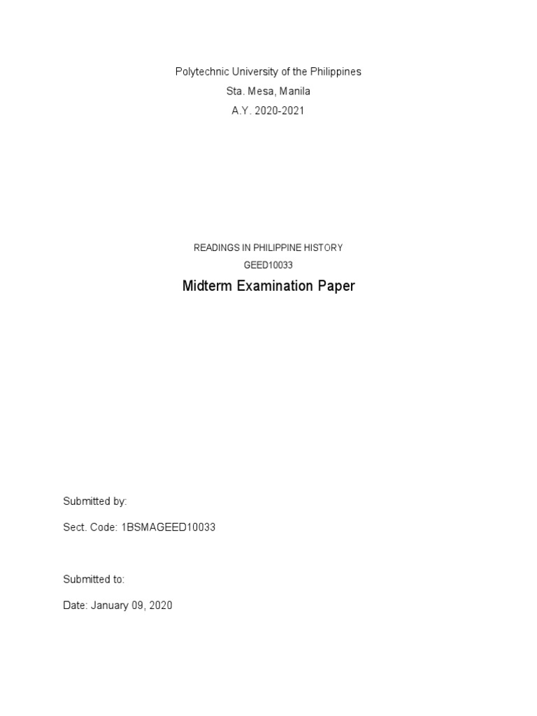Midterm Examination Paper: Polytechnic University of The Philippines ...