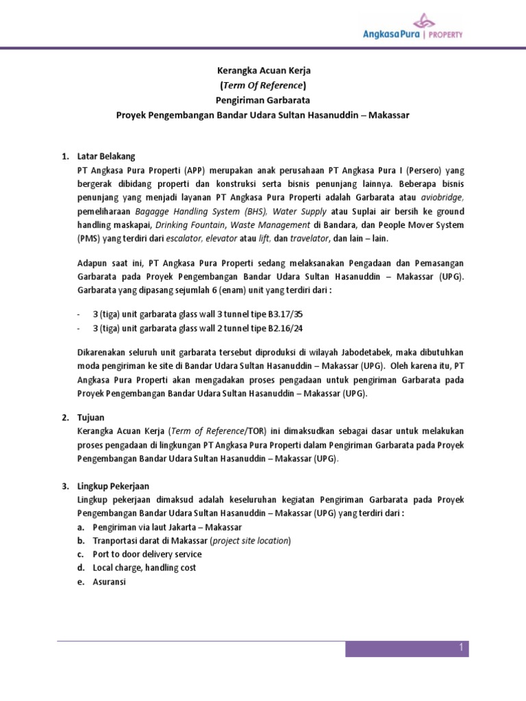 KAK Pengiriman Avio Bridge | PDF