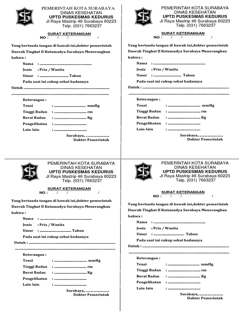 Blangko Surat Sehat | PDF