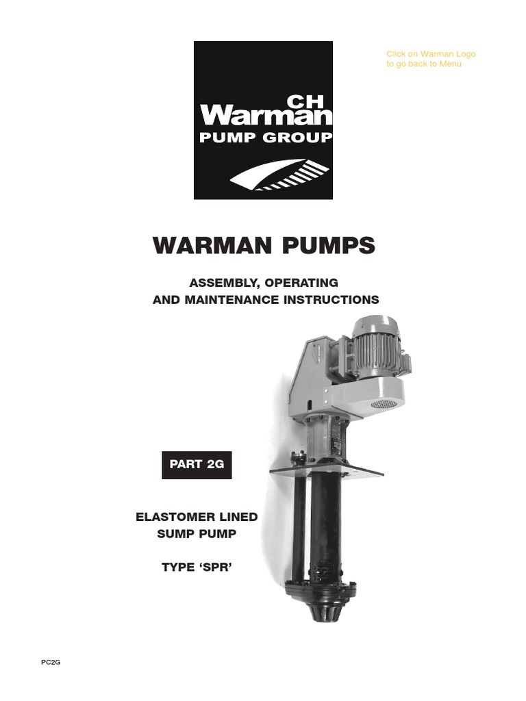 Warman Pumps: Assembly, Operating and Maintenance Instructions ...