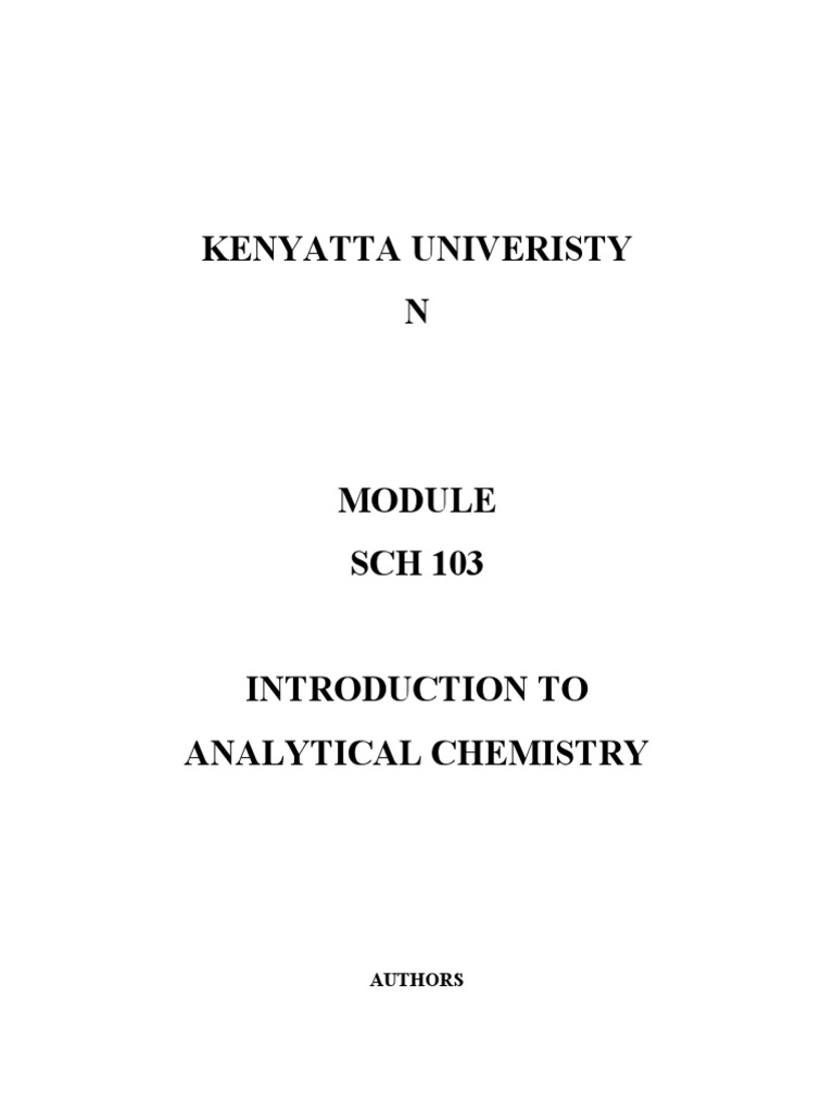 SCH 103 Module | PDF | Analytical Chemistry | Chemistry