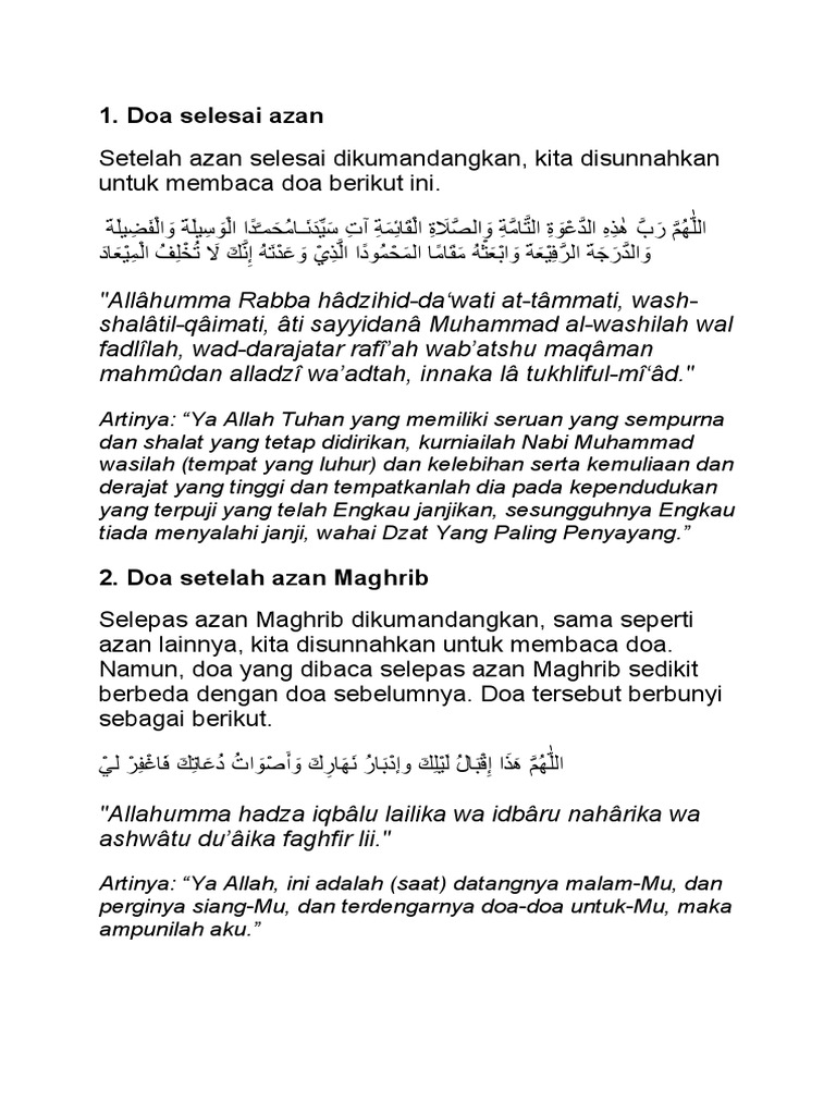 Doa Sesudah Adzan | PDF