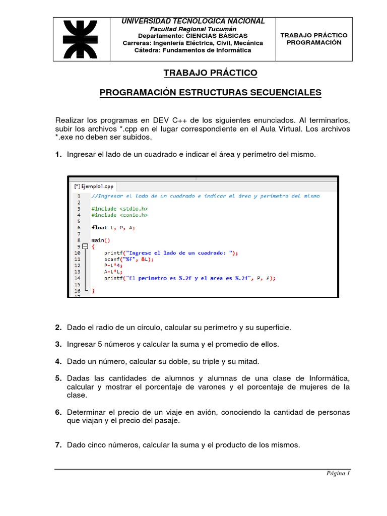 10 - TP Programación Secuencial | PDF | Métodos y materiales de enseñanza
