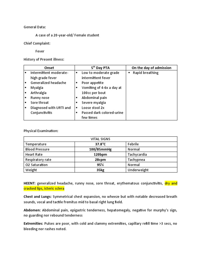 Dengue Case Presentation | PDF | Malaria | Health Sciences