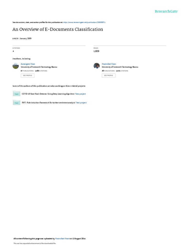 An Overview of E-Documents Classification: January 2009 | PDF ...