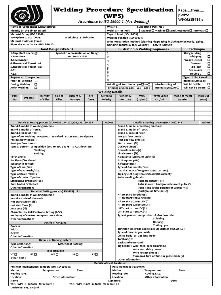 Welding Procedure Specification (WPS) : Accordance To ISO 15609-1 (Arc ...
