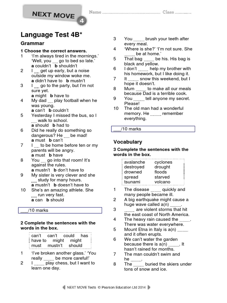 Language Test 4B : Grammar | PDF
