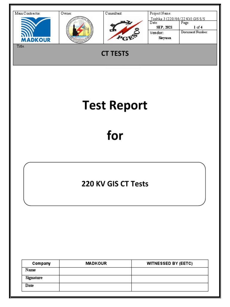 Test Report For: CT Tests | PDF | Electricity | Physical Quantities