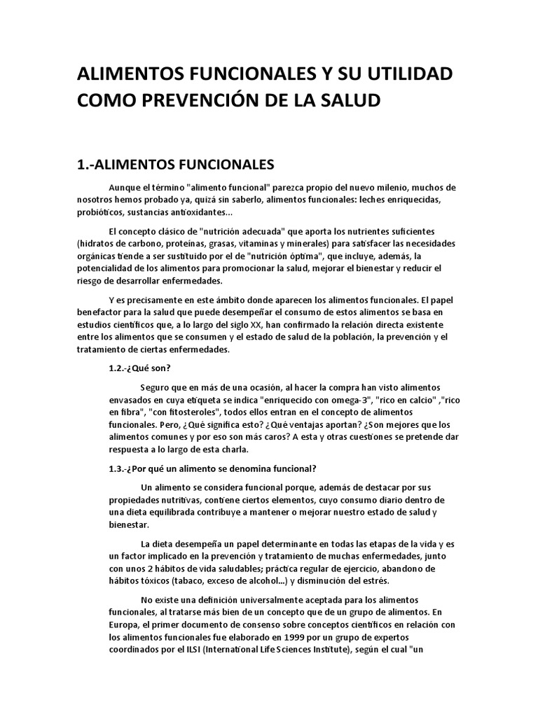 Alimentos Funcionales | Descargar gratis PDF | Alimentos | Comida funcional