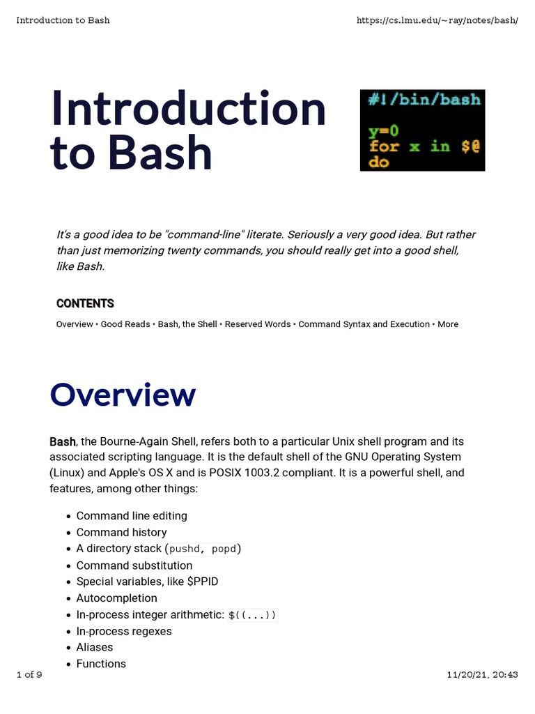 Introduction To Bash | PDF | Command Line Interface | Computer Engineering