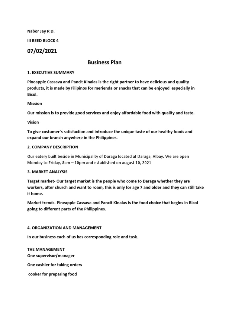 Business Plan | PDF | Diet & Nutrition | Nutrition