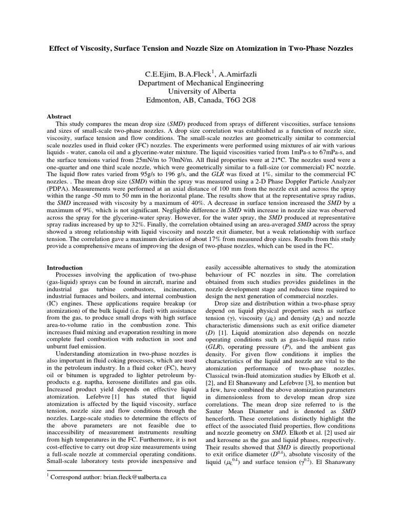 Impact of GLR Nozzle on Atomization | PDF | Liquids | Flow Measurement