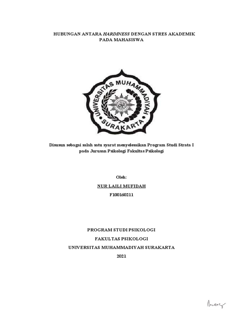 Hubungan Antara Hardiness Dengan Stres Akademik Pada Mahasiswa | PDF | Sains & Matematika ...
