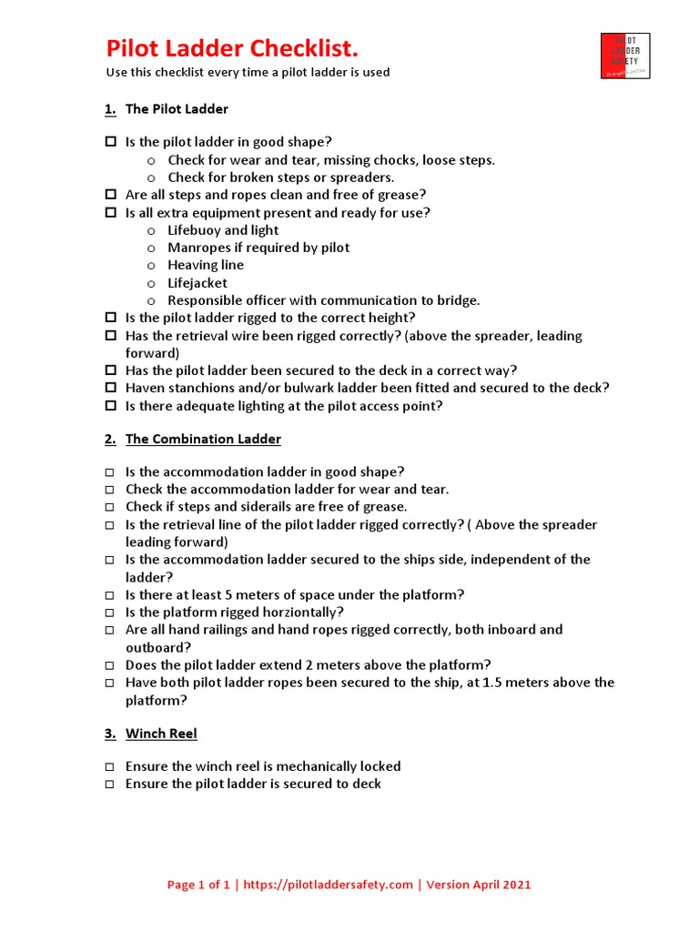 Pilot Ladder Checklist | PDF
