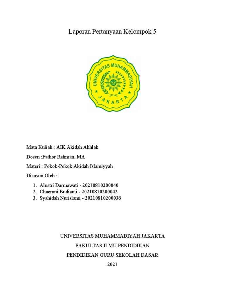 Laporan Pertanyaan AIK Kel 5 | PDF | Karier & Perkembangan | Pengembangan Diri