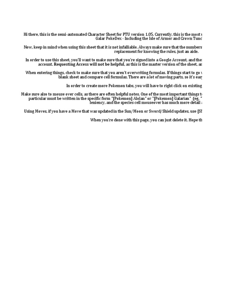 Fancy PTU 1.05 Sheet - Version Galar | Download Free PDF | Pokémon ...