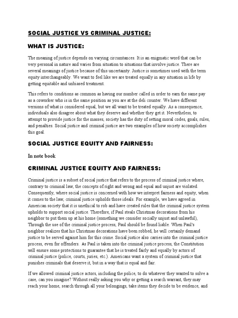Understanding Social vs. Criminal Justice | PDF | Crime & Violence ...