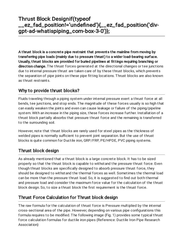 Thrust Block Design | PDF | Thrust | Gas Technologies