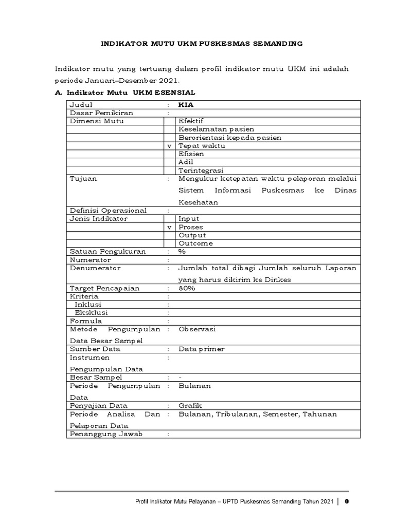 Indikator Mutu UKM Puskesmas 2021 | PDF | Pengelolaan Keuangan & Uang