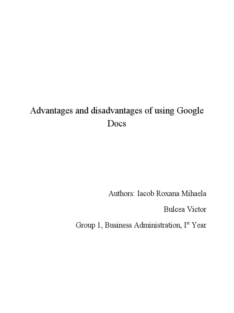 Advantages and Disadvantages of Using Google Docs | PDF | World Wide ...