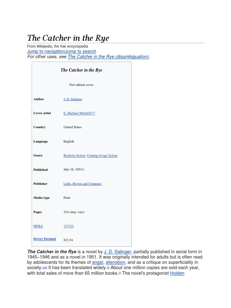 Pers Notes - The Catcher in The Rye | PDF