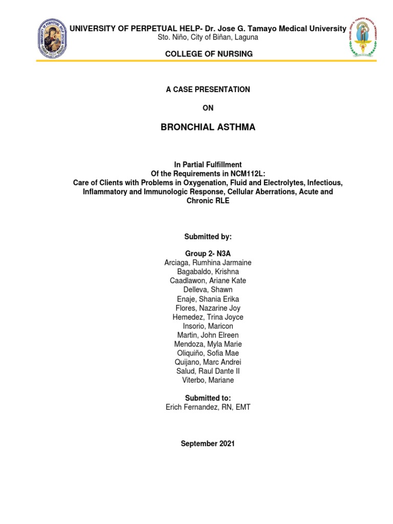 GROUP 2 (N3A) - Bronchial Asthma Case Presentation Manus | Download ...