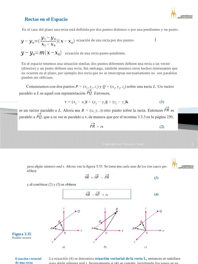 Clase 16 Rectas y Planos en R3 | PDF | Línea (geometría) | Ecuaciones