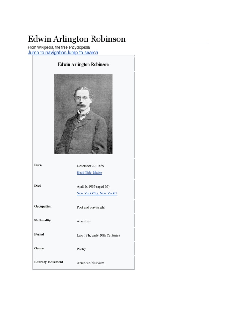 Edwin Arlington Robinson | PDF | History | Classics